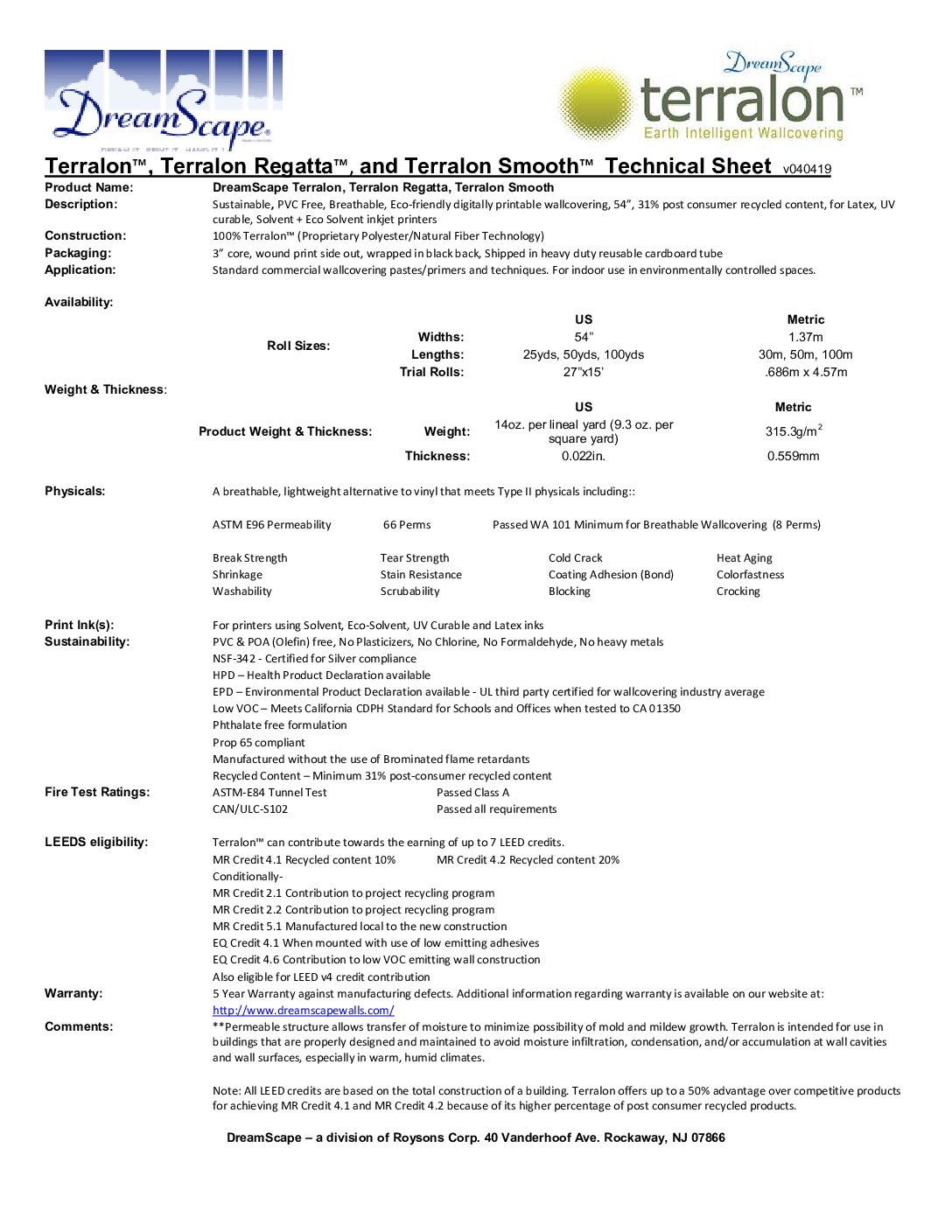 Terralon Spec Sheet - Albert Basse Associates, Inc.
